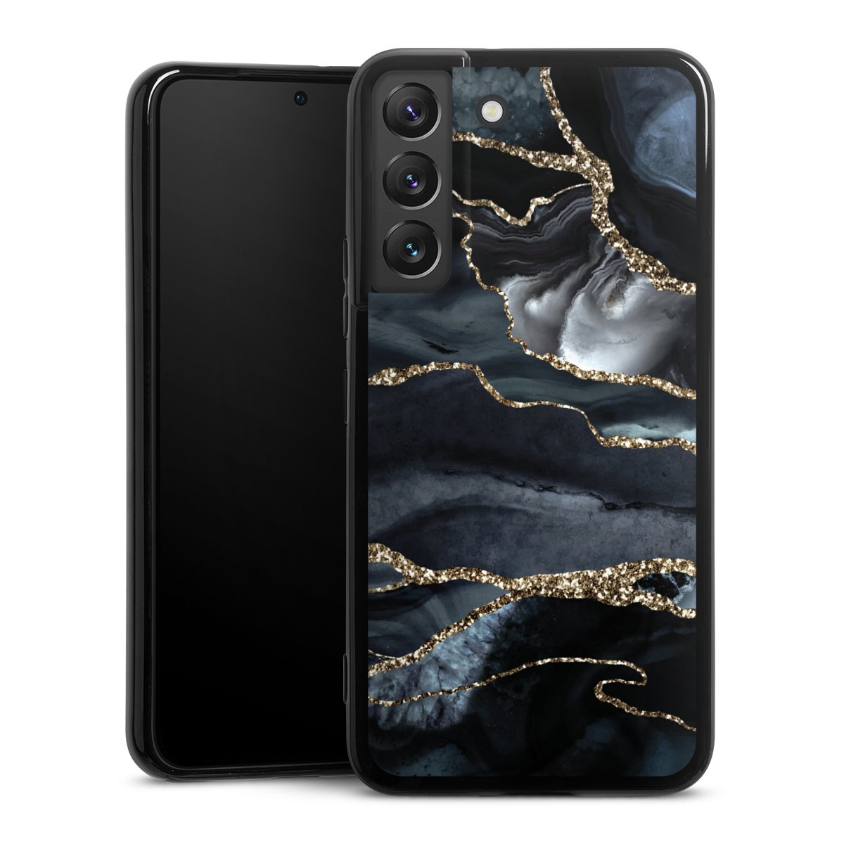 Dunkler Marmor Gold Glitzerlook Design für Handyhüllen