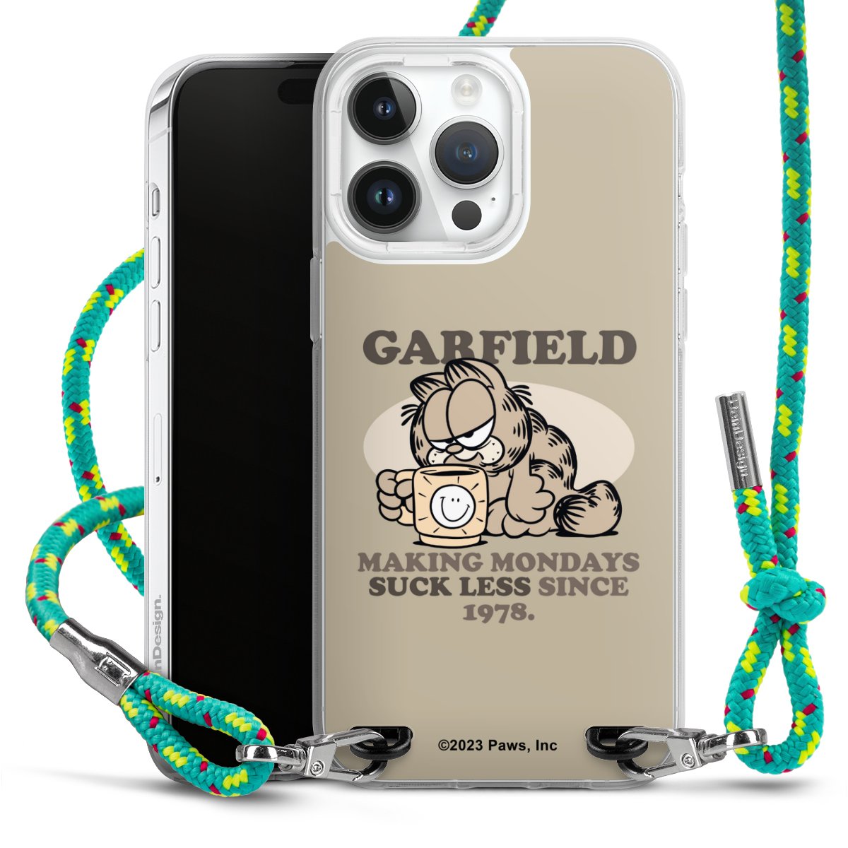 Garfield Brown für Apple iPhone 14 Pro Max Carry Case Transparent
